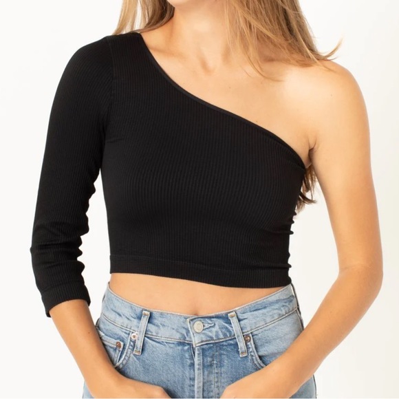 Nikibiki | Tops | Niki Biki Ribbed Ls One Shoulder Asymmetrical Long ...